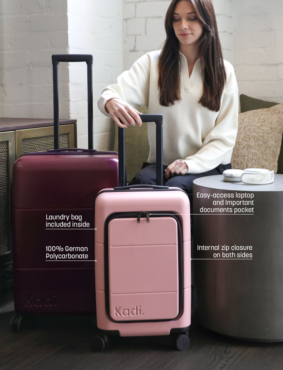 Carry-On Business Suitcase (Dusty Pink) – Kadi Luggage